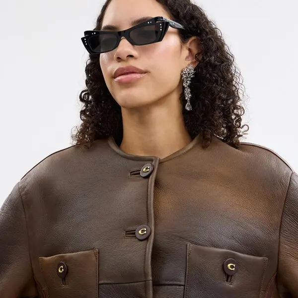 Coach Shearling Cardigan Jacket In Dark Brown - 50% Off | Editorialist
